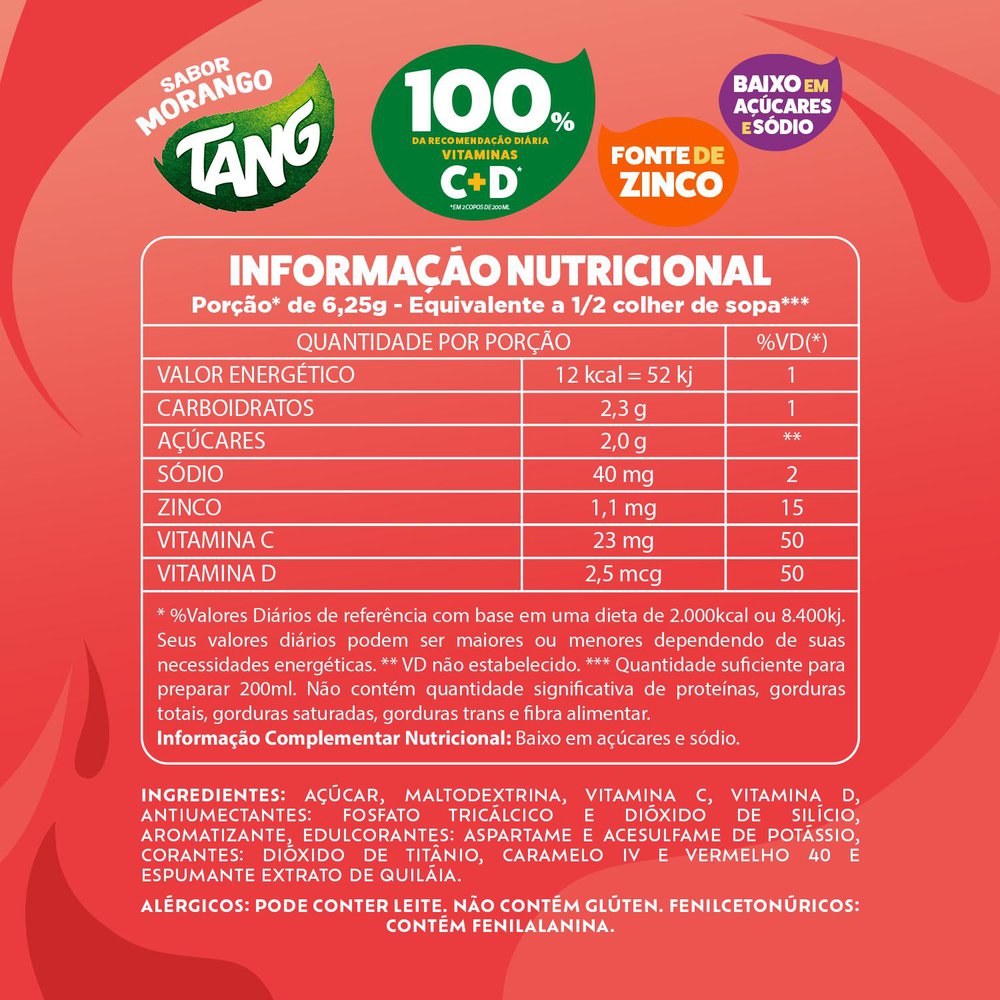 Refresco em Pó Tang Morango 18g | GBarbosa