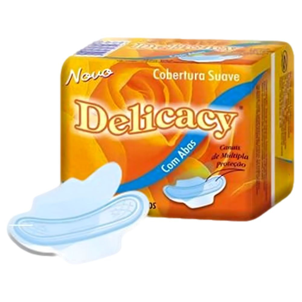 Absorvente Delicacy Cobertura Suave c/ Abas c/ 8 Unid | Absorvente ...