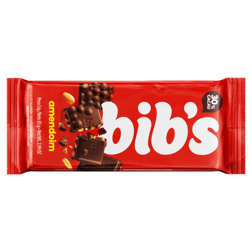 Chocolate Bibs Barra Amendoim 85g | GBarbosa