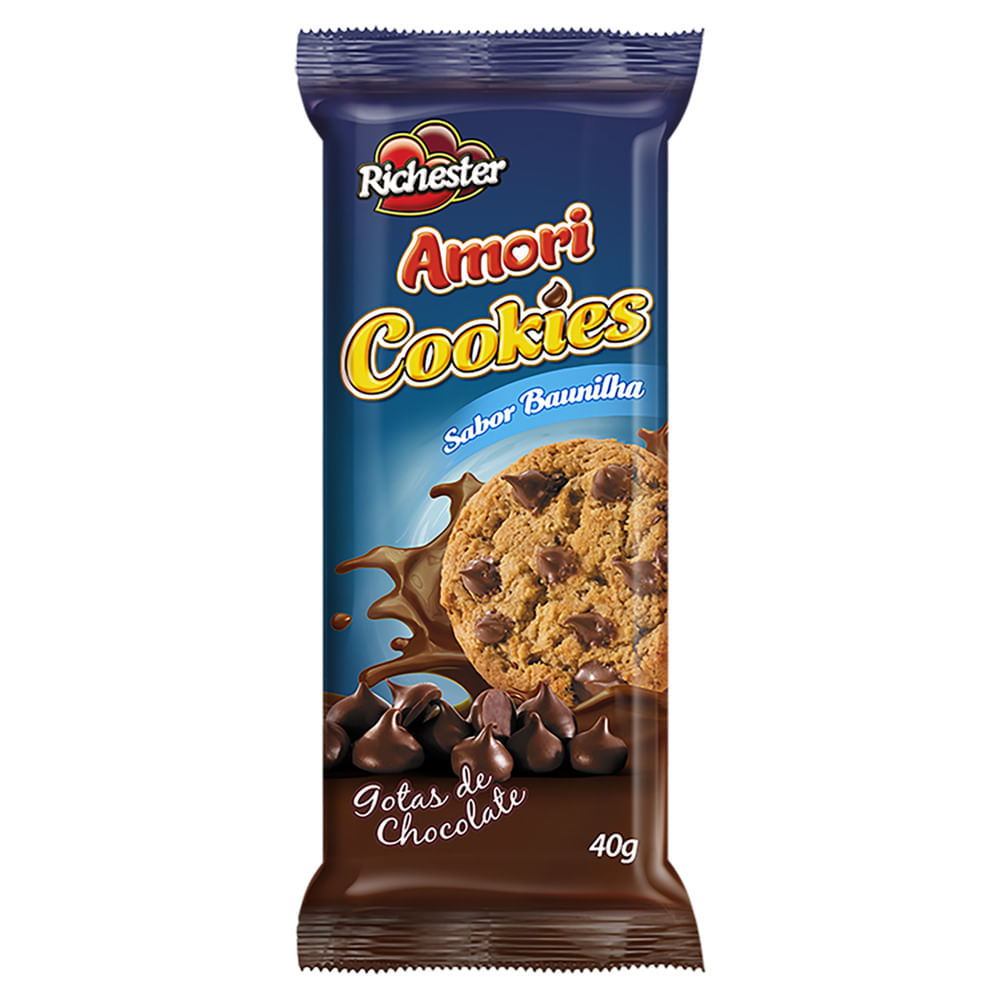 Biscoito Richester Cookies Gotas de Chocolate c/ Baunilha 40g ...