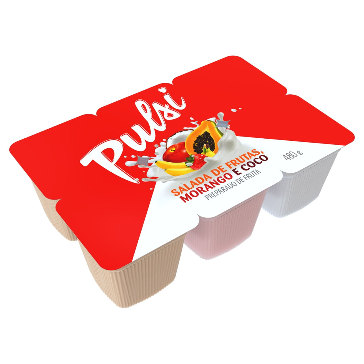 Bebida Láctea Pulsi Salada de Frutas, Morango e Coco 480g | GBarbosa