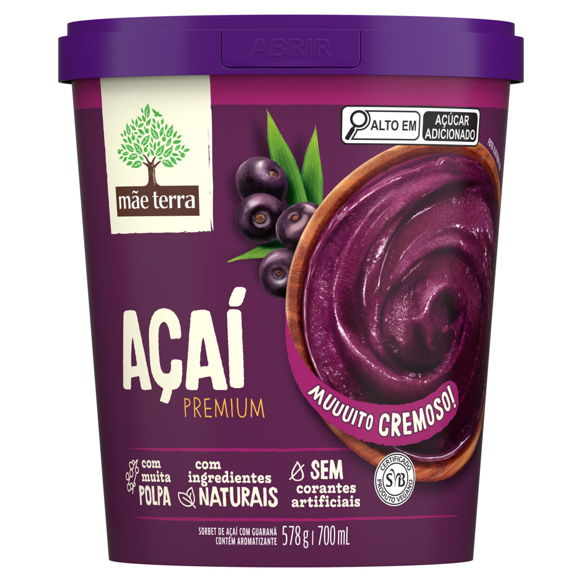 Açaí Mãe Terra Premium Original Pote 700ml | GBarbosa