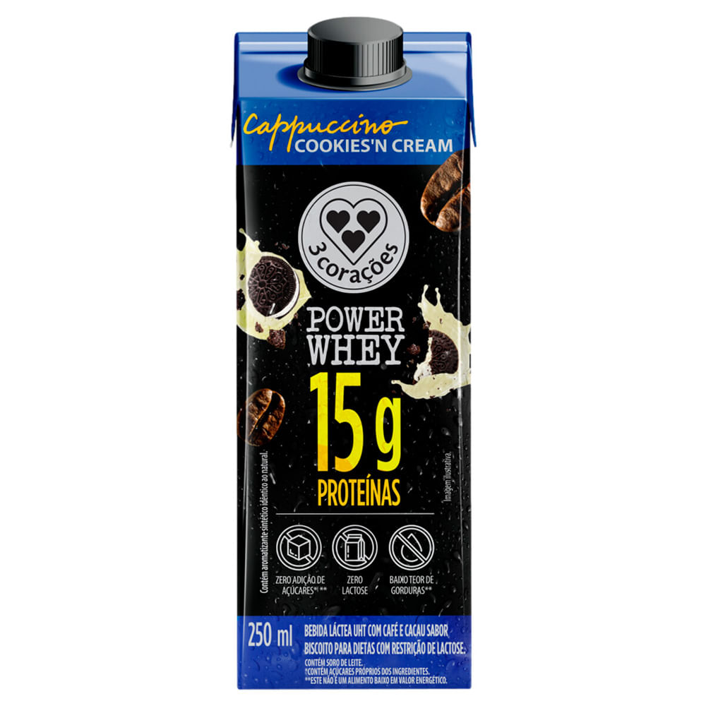 Bebida Láctea UHT 3 Corações Power Whey Zero Lactose 15g ... Bebida Láctea UHT 3 Corações Power Whey Zero Lactose 15g ...