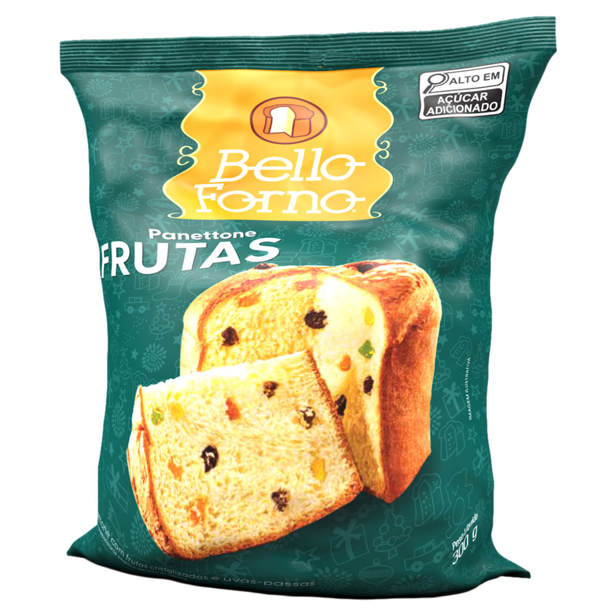 Panettone com Frutas Cristalizadas e Uvas Passas Belo Forno Pacote 300g ...